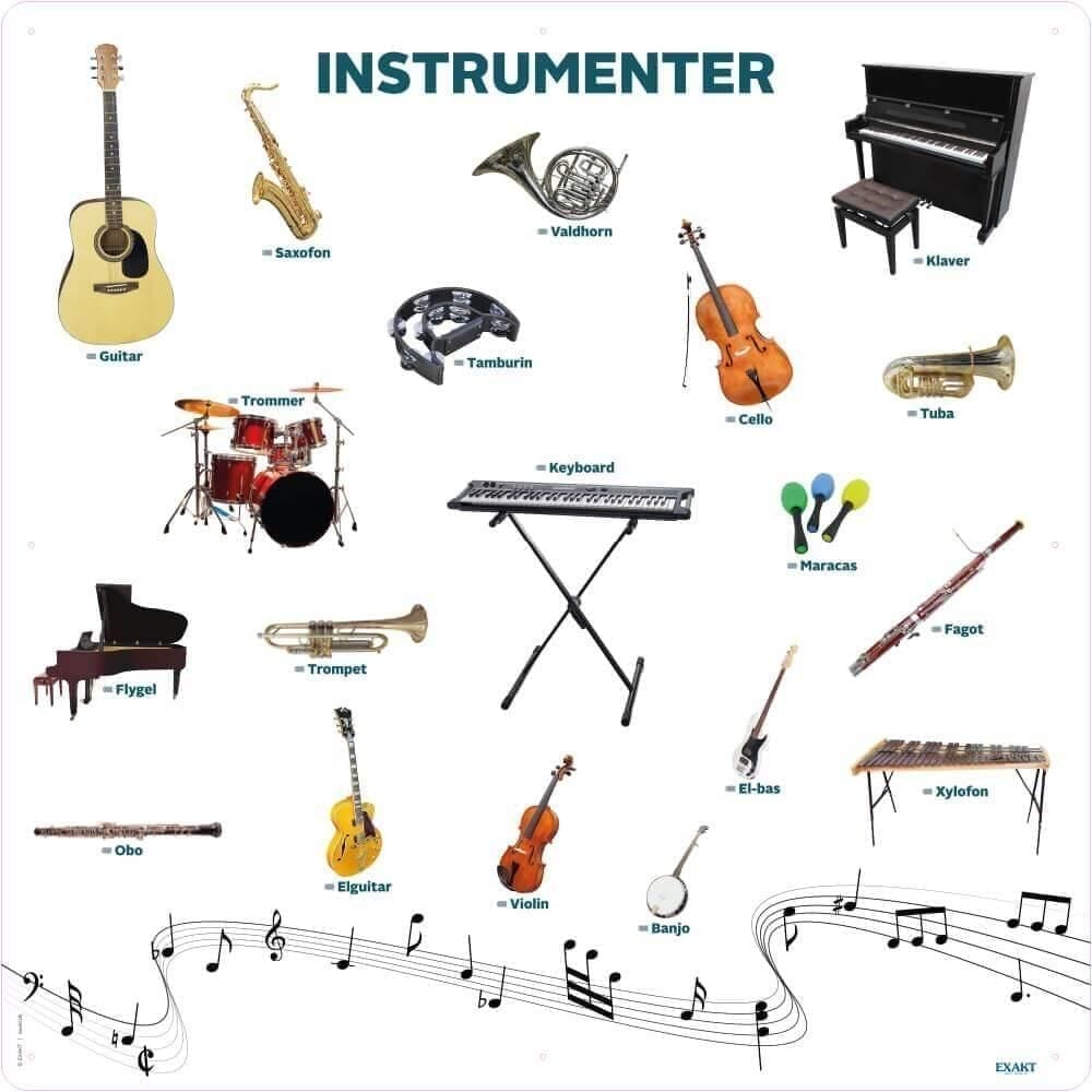 Læringstavle - Instrumenter, 100x100 cm | EXAKT